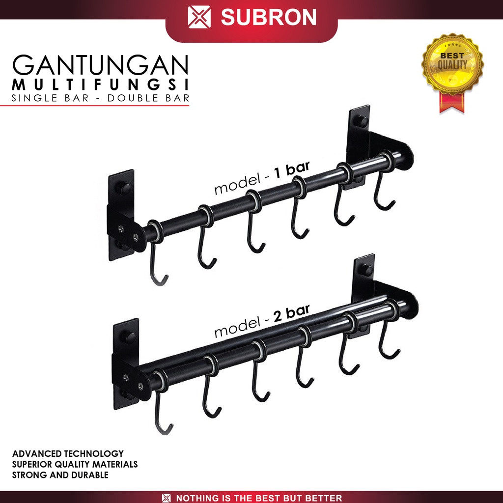 Jual SUBRON Kitchen Bar Hitam Doff 80cm 100 cm Rak Gantungan Dapur ...
