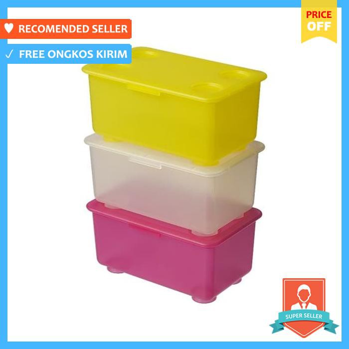 Jual Ikea Glis Box With Lid, Kotak Dengan Penutup, Isi 3 Box | Shopee ...