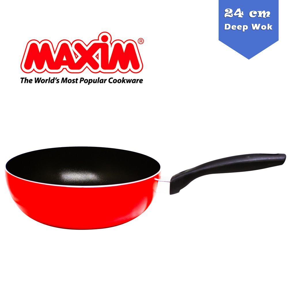 Jual Maxim Valentino Deep Wok Teflon 24 CM VAL-24-DEEPWOK Wajan Cekung | Shopee Indonesia