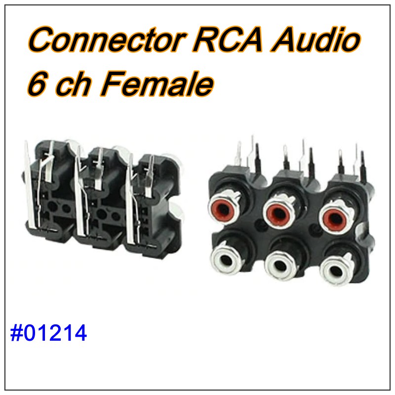 Jual Socket 6 Pin RCA Audio Female Panel Box Amplifiler Soket 6 Slot ...