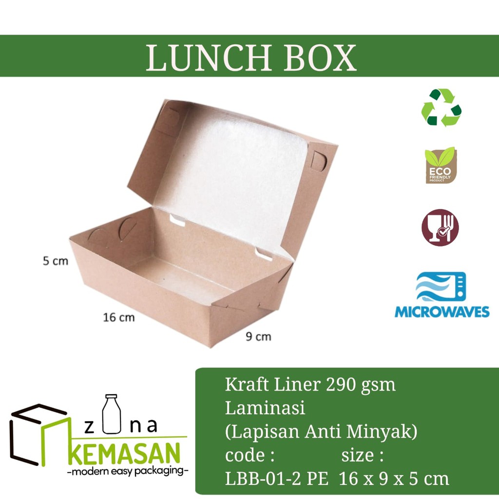 Jual KEMASAN LUNCH BOX DUS KARDUS KOTAK MAKANAN NASI ROTI (M) 16x9x5 cm ...