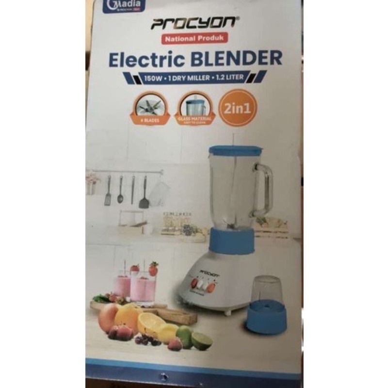 Jual Blender Kaca 2 in 1 Procyon Electric Blender 6 Mata Pisau | Shopee Indonesia