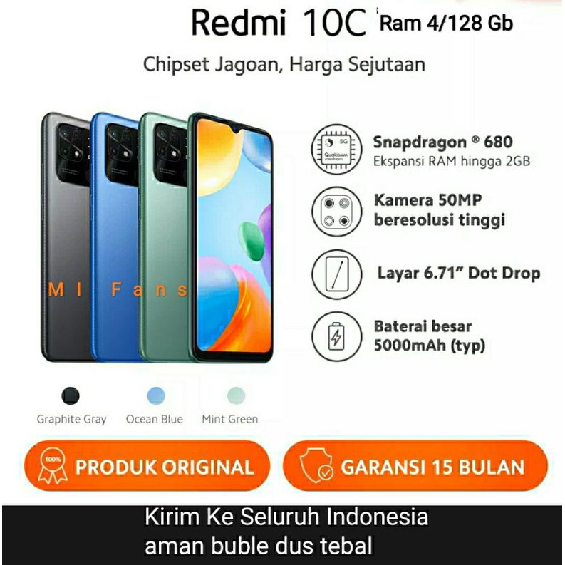 Jual Xiaomi Redmi 10C Ram 4/128 Gb Snapdragon 680 Usb tipe C ufs 2.1 ...