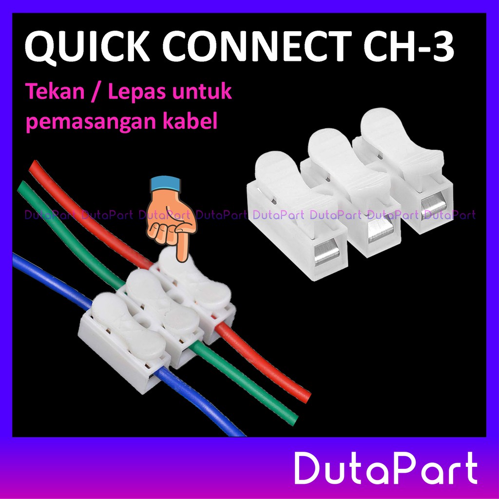 Jual Quick Connect 3 Wire Connector Terminal Sambungan Kabel Listrik CH ...