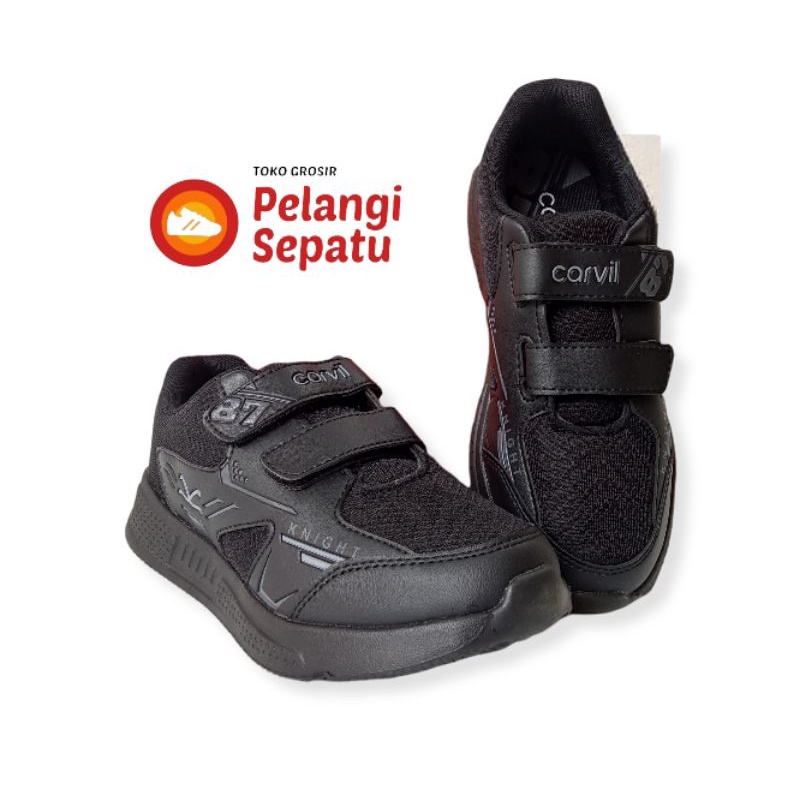Jual SEPATU SEKOLAH CARVIL 100% ORIGINAL FULL HITAM KNIGHT TANGGUNG ...