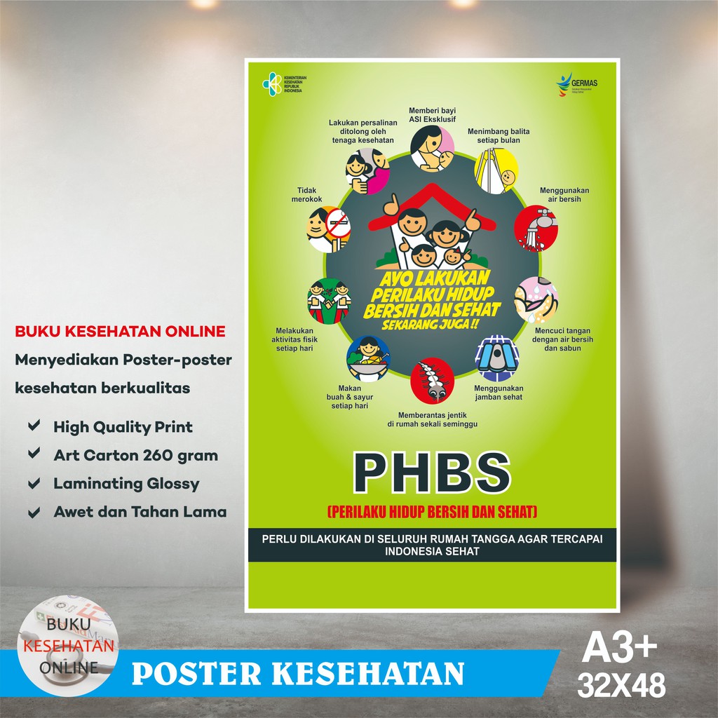 Jual Poster Kesehatan - PHBS - LAMINATING GLOSSY | Shopee Indonesia