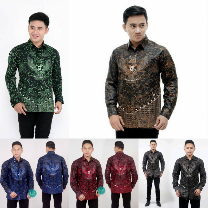 Jual Batik garuda KEMEJA nusantara ATASAN BATIK PANCASILA | Shopee ...