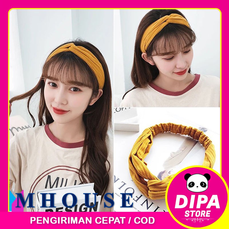 Jual Bandana Simpul Polos Rajut Ala Korea / Bando Rambut Wanita Unik ...