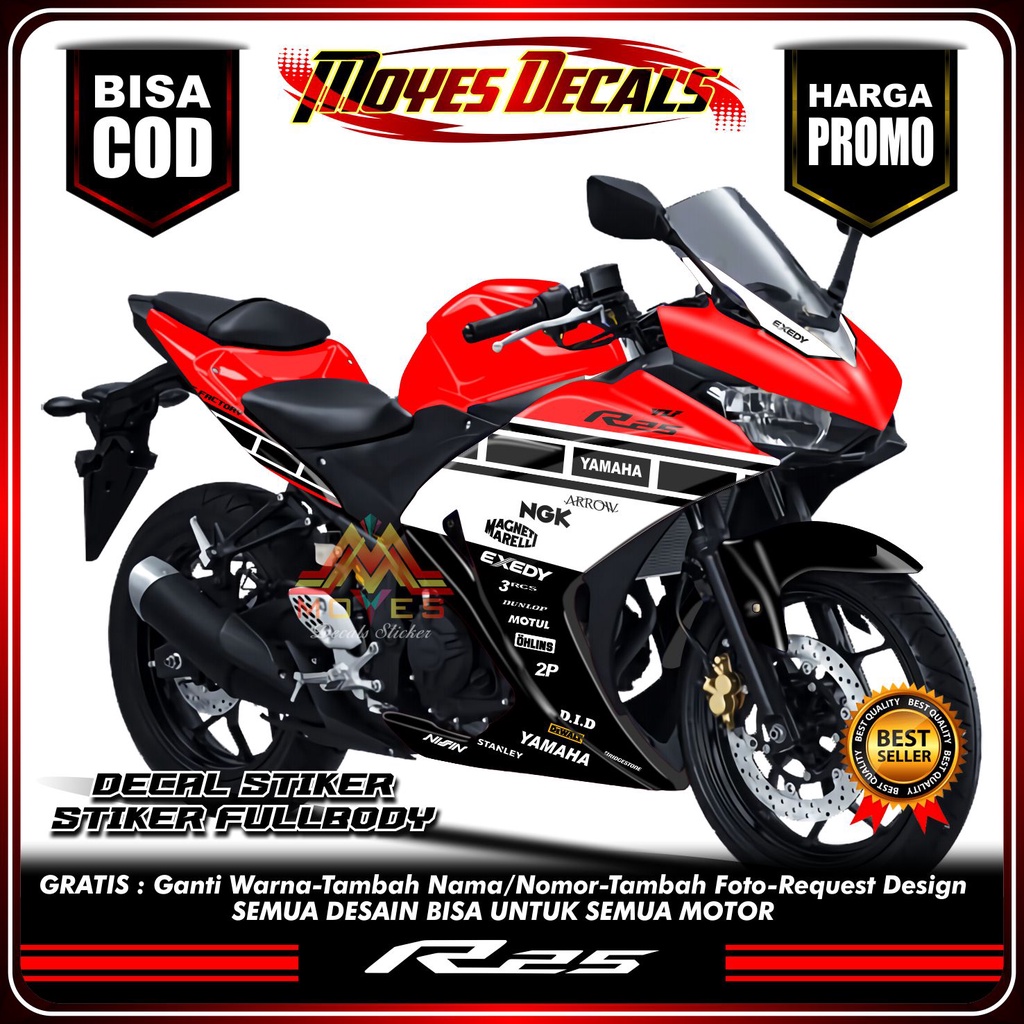 Jual Decal Sticker Motor Yamaha R25 Full Body - Decal Yamaha R25 Full ...