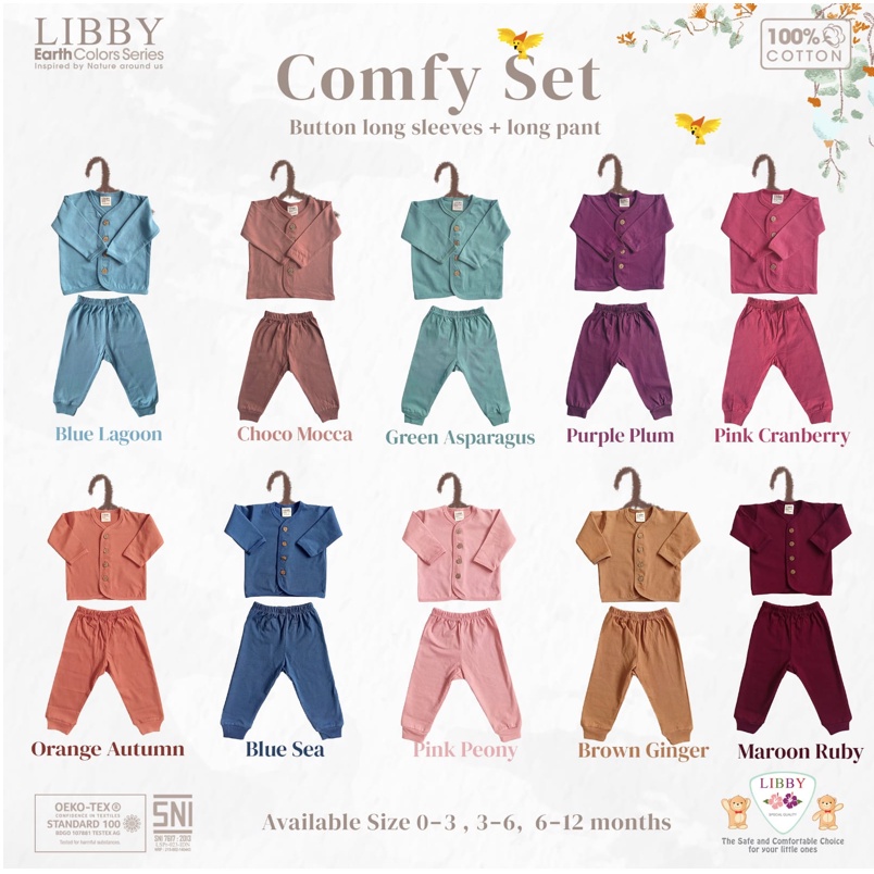 Jual LIBBY BABY - EARTH COLORS SERIES COMFY SET Setelan Newborn Kancing ...