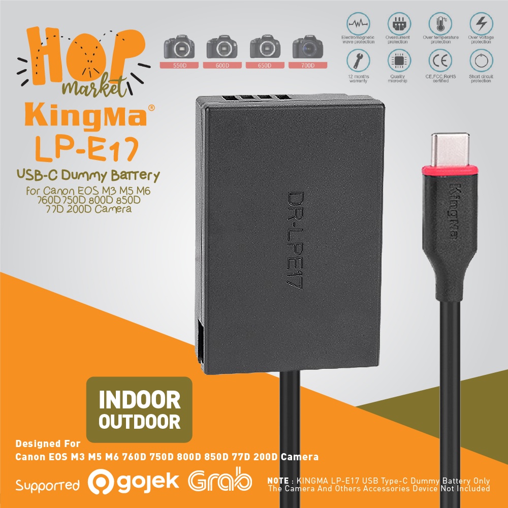 Jual KingMa USB Type C Dummy Battery Adapter LP-E17 Power Supply for ...