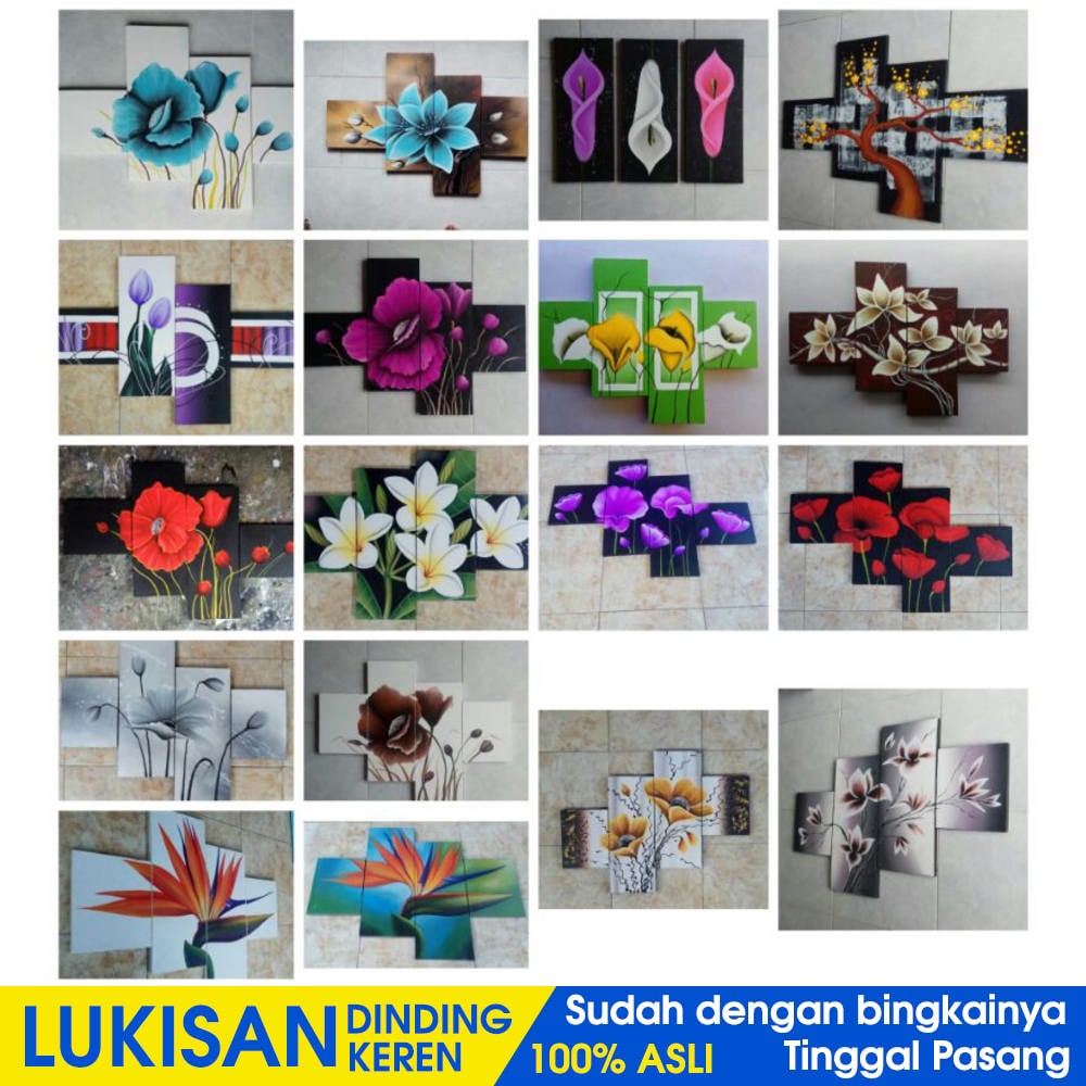 Jual Lukisan panel minimalis bunga bunga cantik Lukisan Pemandangan ...
