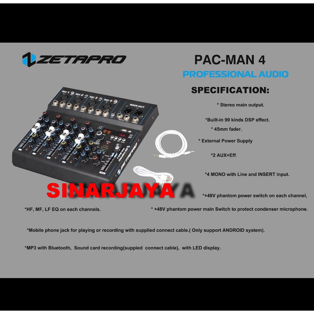 Jual MIXER AUDIO ZETAPRO PACMAN4 / PAC MAN 4 / PAC MAN4 ORIGINAL | Shopee Indonesia