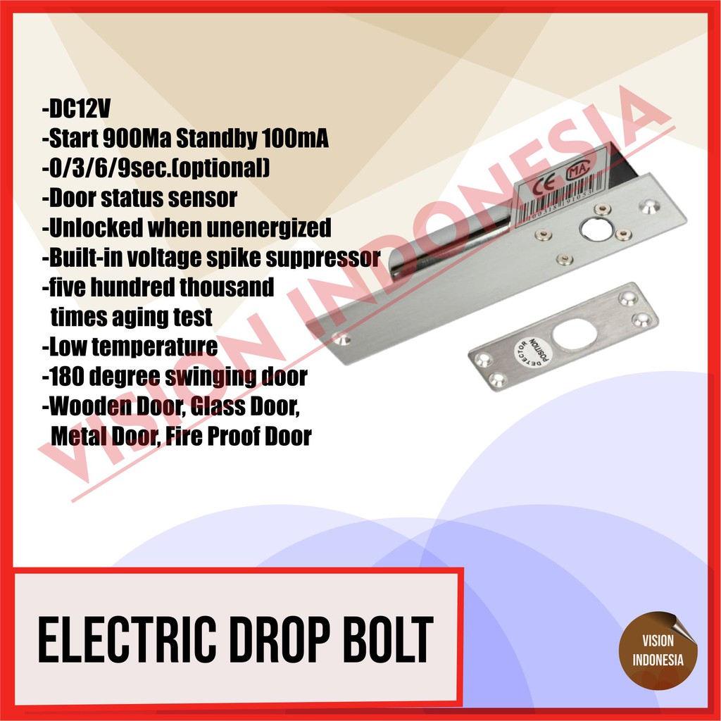 Jual ELECTRIC DROP BOLT / DROPBOLT LOCK with BRACKET BESAR | Shopee Indonesia