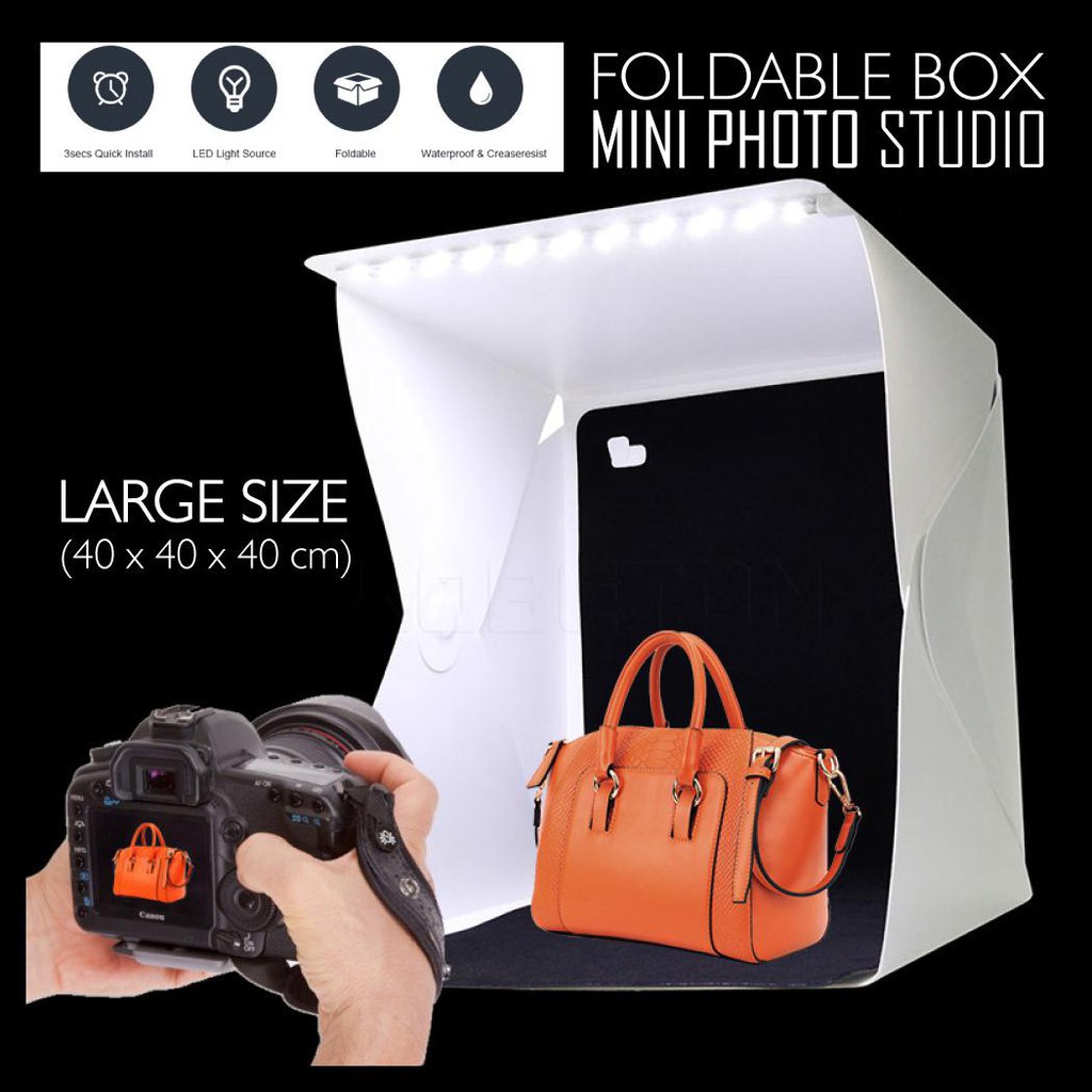 Jual {BISA COD} Photo Studio Box Folding Kotak Tempat Foto Portable LED ...