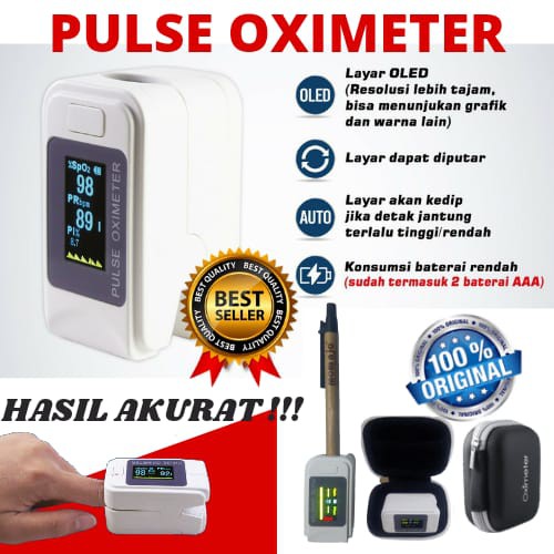 Jual Pulse Oximeter Fingertip sp02 Alat Ukur Oksigen Darah Akurat ...
