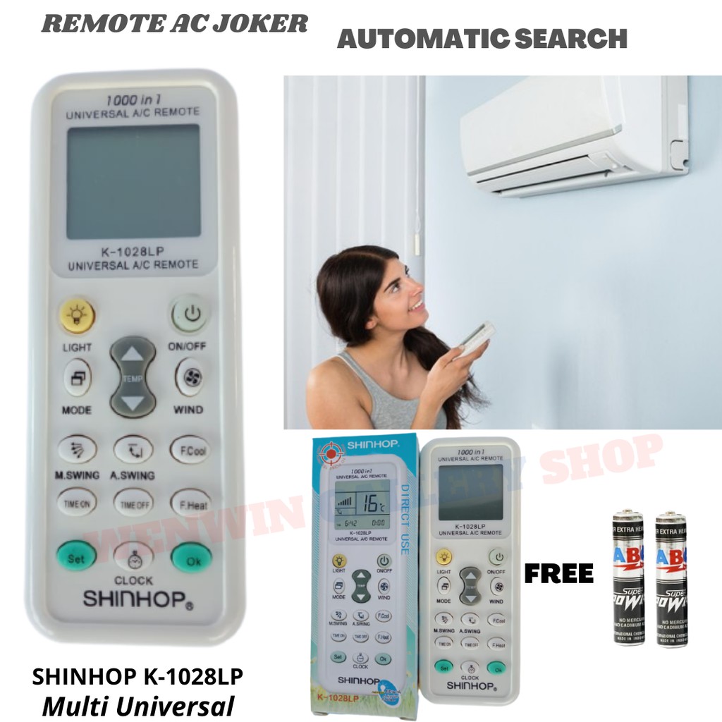 Jual Remot AC Joker Multi Universal SHINHOP K-1028LP Untuk Semua Merk ...
