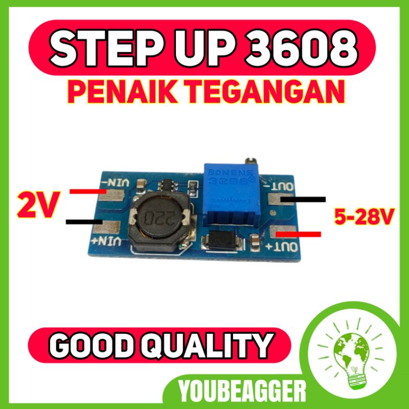 Jual Step up MT3608 penaik tegangan 2-5v to 5-28V | Shopee Indonesia