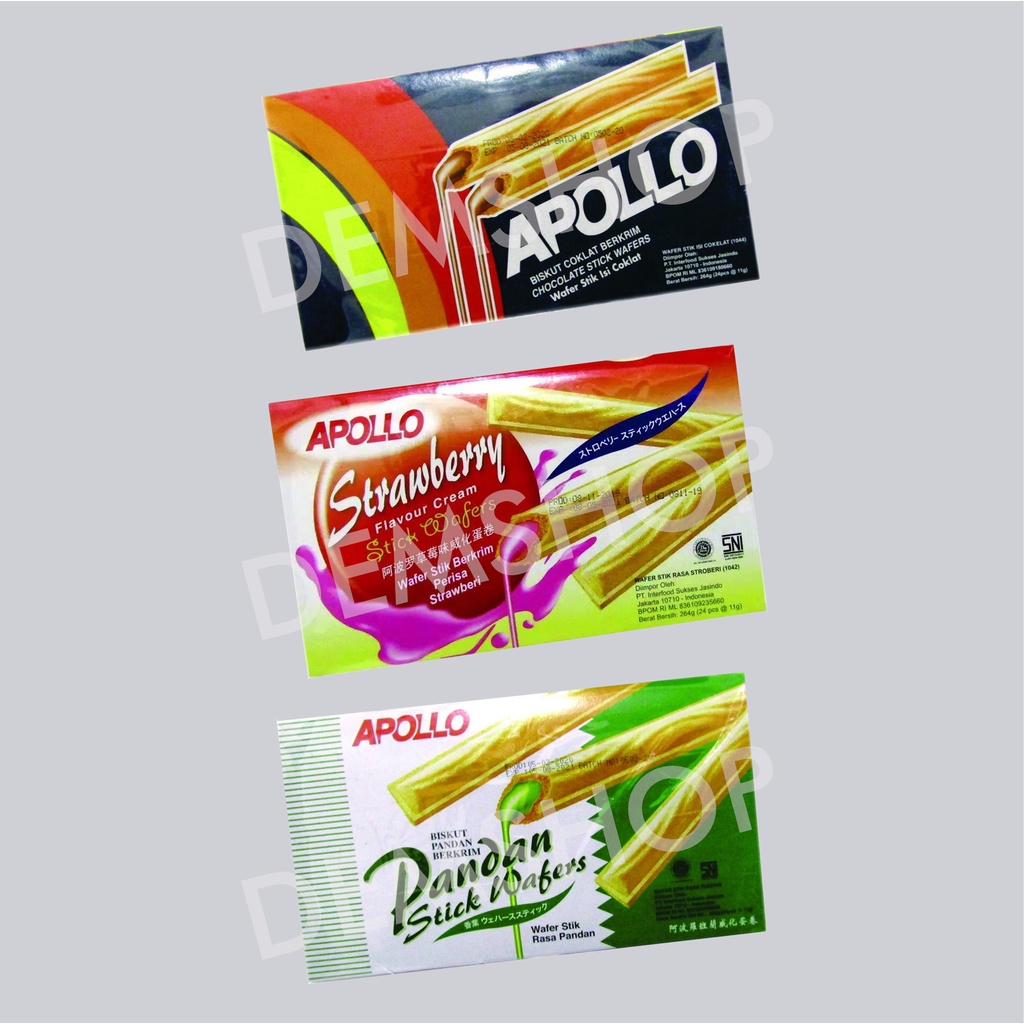 Jual APOLLO STICK WAFER COKLAT/ CHOCOLATE / STRAWBERRY / PANDAN WAFER ...