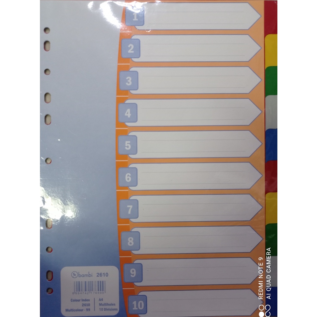 Jual Pembatas file /Divider Bambi A4 2610 10 warna /plastik | Shopee ...