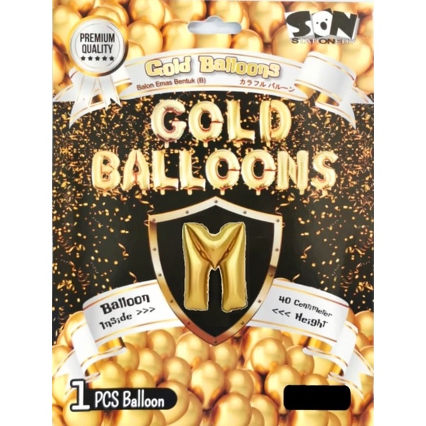 Jual GOLD BALLONS / BALON HURUH ( M ) SAMPAI ( Z ) WARNA GOLD / EMAS ...