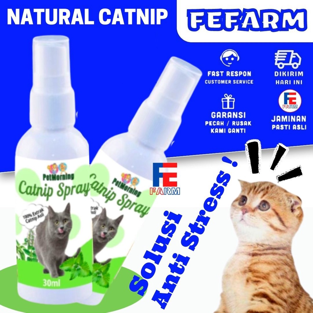 Jual Anti Setress Kucing Catnip Cat Spray Semprot Cair Natural alami Toys Kucing 30ml FEFARM ...
