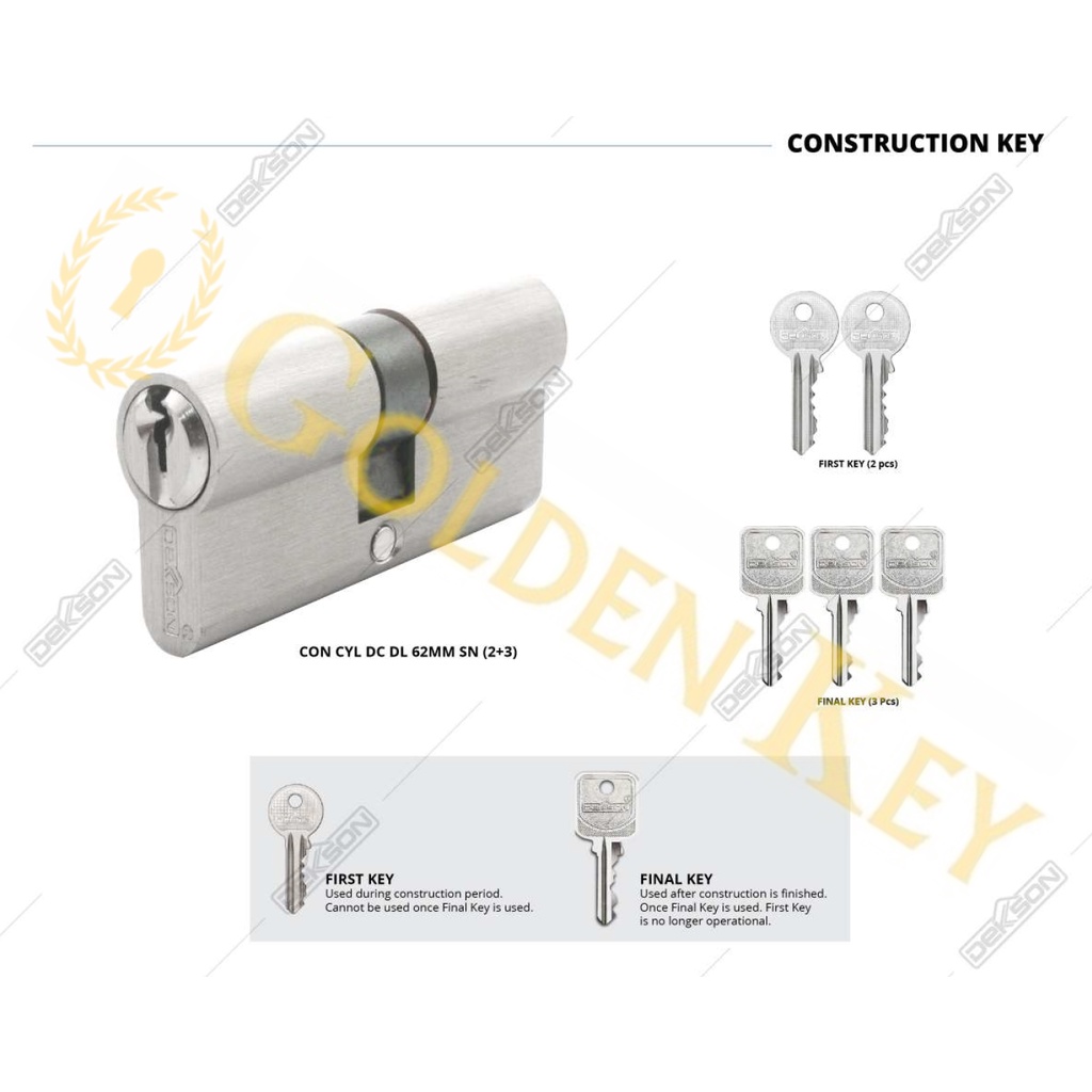 Jual Construction Key Set 62 MM Cylinder Silinder Kunci Pintu Dekson ...