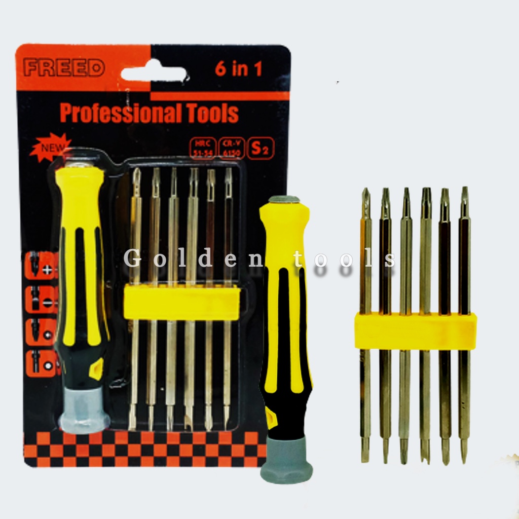 Jual OBENG HP SET 6 IN 1 FREED OBENG PLUS MINUS OBENG BINTANG OBENG ...