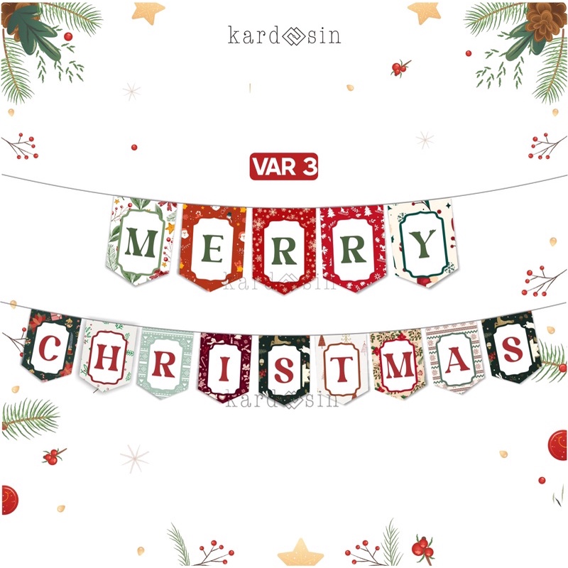 Jual [3 METER] BUNTING FLAG BANNER MERRY CHRISTMAS NATAL DECORATION ...