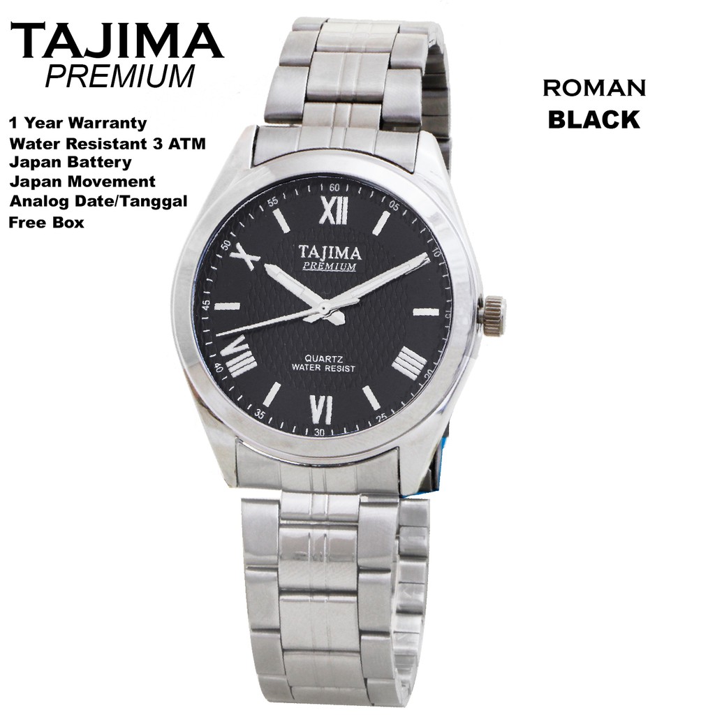 Jual TAJIMA Jam Tangan Pria Premium 1856 Silver Stainless Steel Water ...