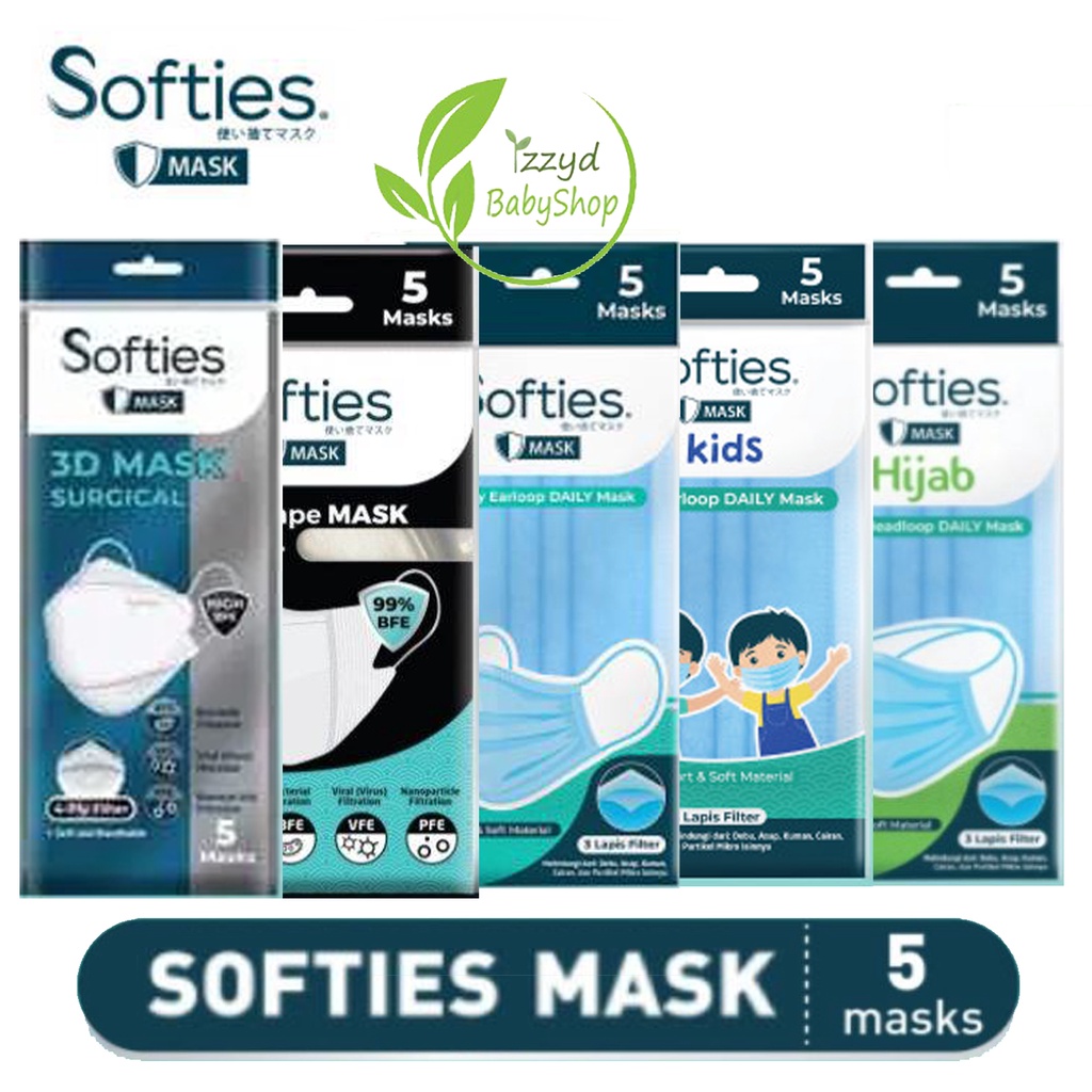 Jual SOFTIES MASKER 3D duckshape EARLOOP, HIJAB, KIDS DAILY , surgical ...