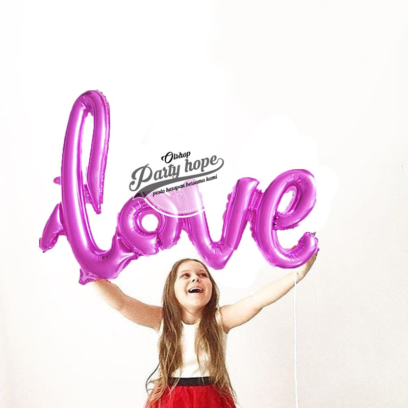 Jual balon foil love sambung PINK FANTA jumbo / balon tulisan love ...