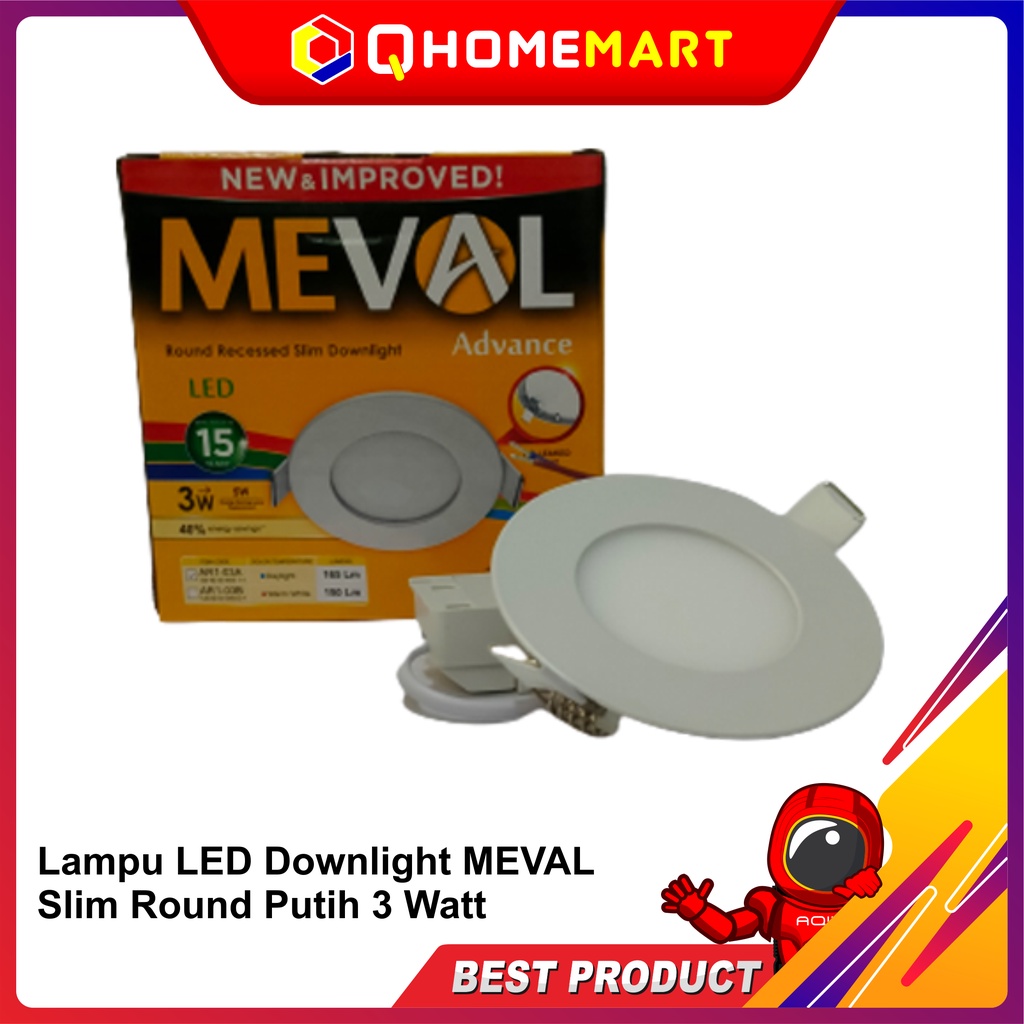 Jual Lampu LED Downlight MEVAL Slim Round Putih 3 Watt | Shopee Indonesia