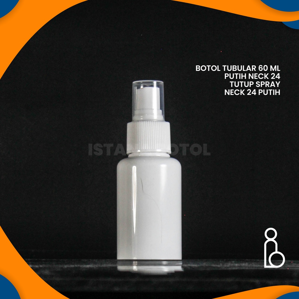 Jual BOTOL SPRAY 60 ML PUTIH TUBULAR / BOTOL PLASTIK 60 ML PUTIH ...