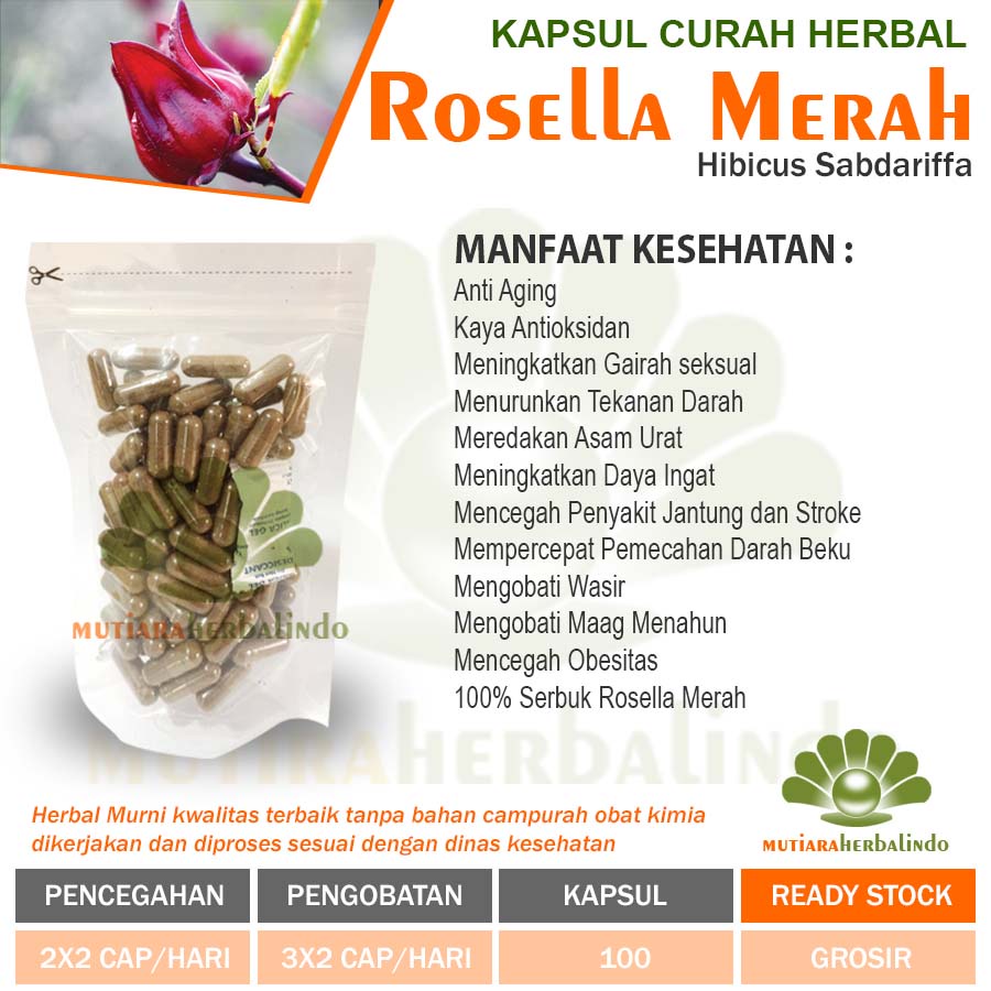 Jual ROSELLA MERAH 100 Kapsul Curah Herbal Obesitas Asam Urat Gangguan ...