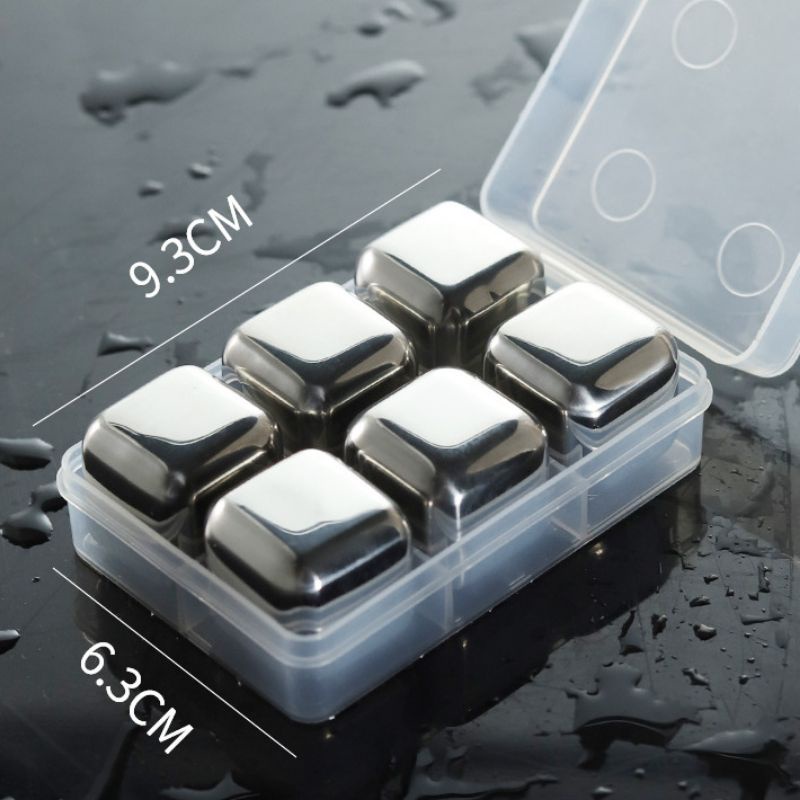 Jual Es Batu Stainless Reuseable Ice Cube 6pcs /Box | Shopee Indonesia