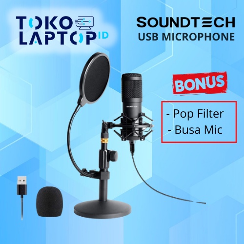 Jual Soundtech ST800 USB Microphone Mic Condenser Recording Streaming ...