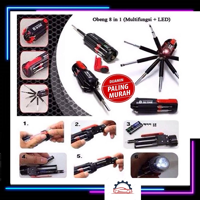 Jual Set Obeng 8 in 1 Multi Screwdriver Tools Obeng Senter Multifungsi ...