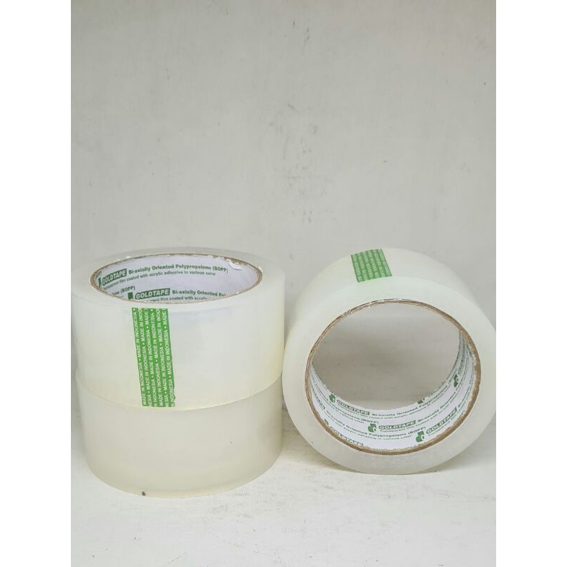 Jual Gold Tape Isolasi Bening 2inch label Hijau/rol | Shopee Indonesia