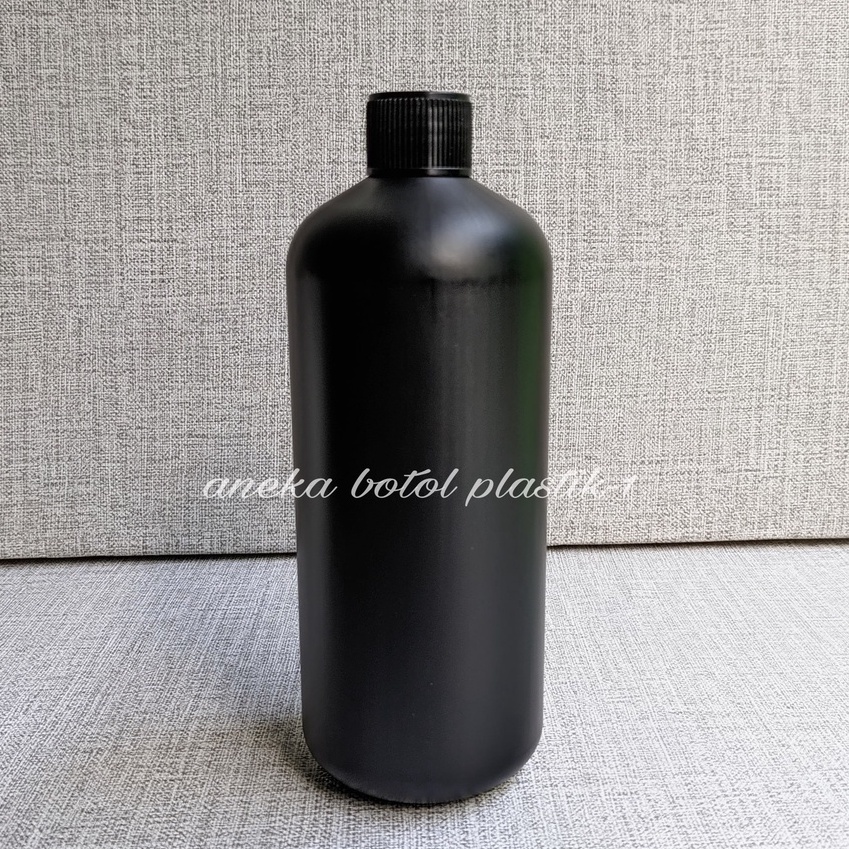 Jual Botol Hdpe 500ml Hitam Tutup Ulir Hitam Tambah Tutup Dalem / Botol Kosong 500ml Hdpe Tutup ...