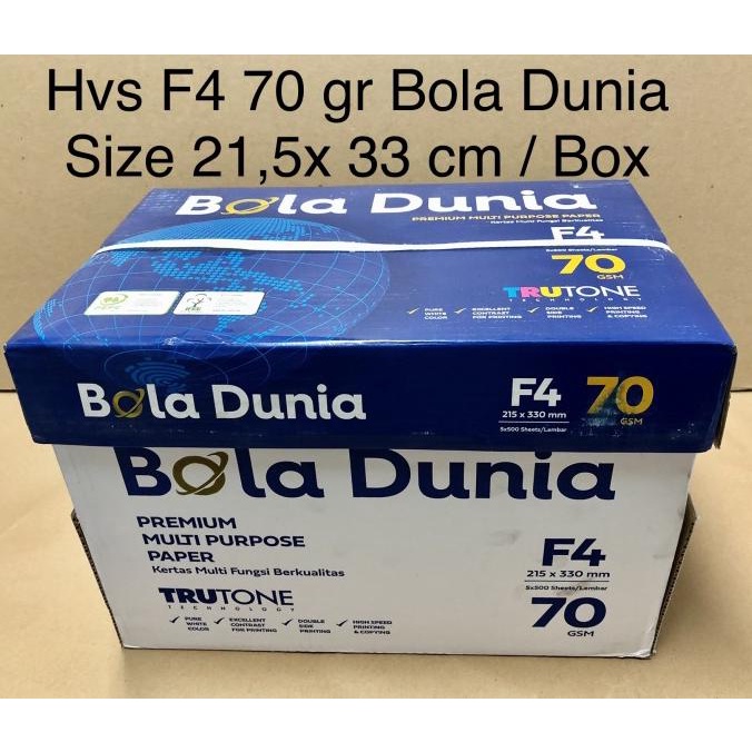Jual Kertas Hvs putih F4 70 gr Bola Dunia ( box ) KERTAS FOLIO | Shopee ...