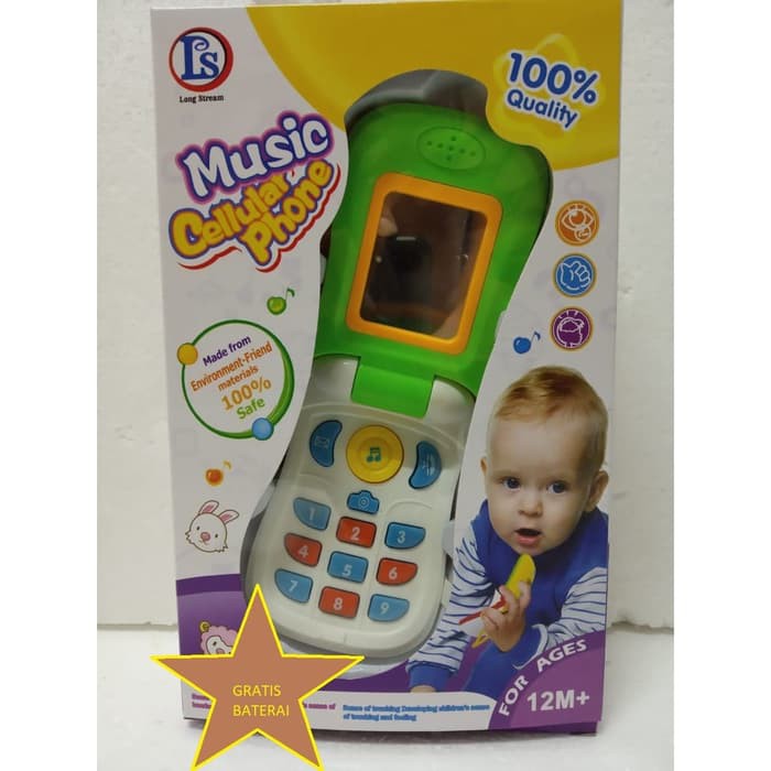 Jual mainan handphone hp lipat bayi musikal musical baby free baterai ...