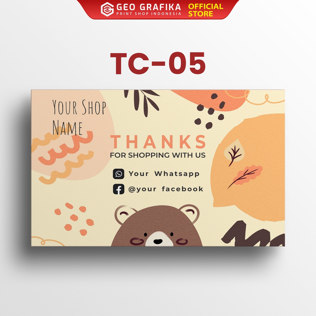 Jual Thank You Card / Kartu Ucapan Terima Kasih Aesthetic Online Shop Custom Free Desain - Geo ...