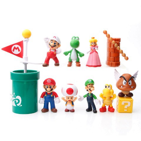 Jual Super Mario Bros Figure Set isi 10 Mainan Pajangan Miniatur Hiasan ...