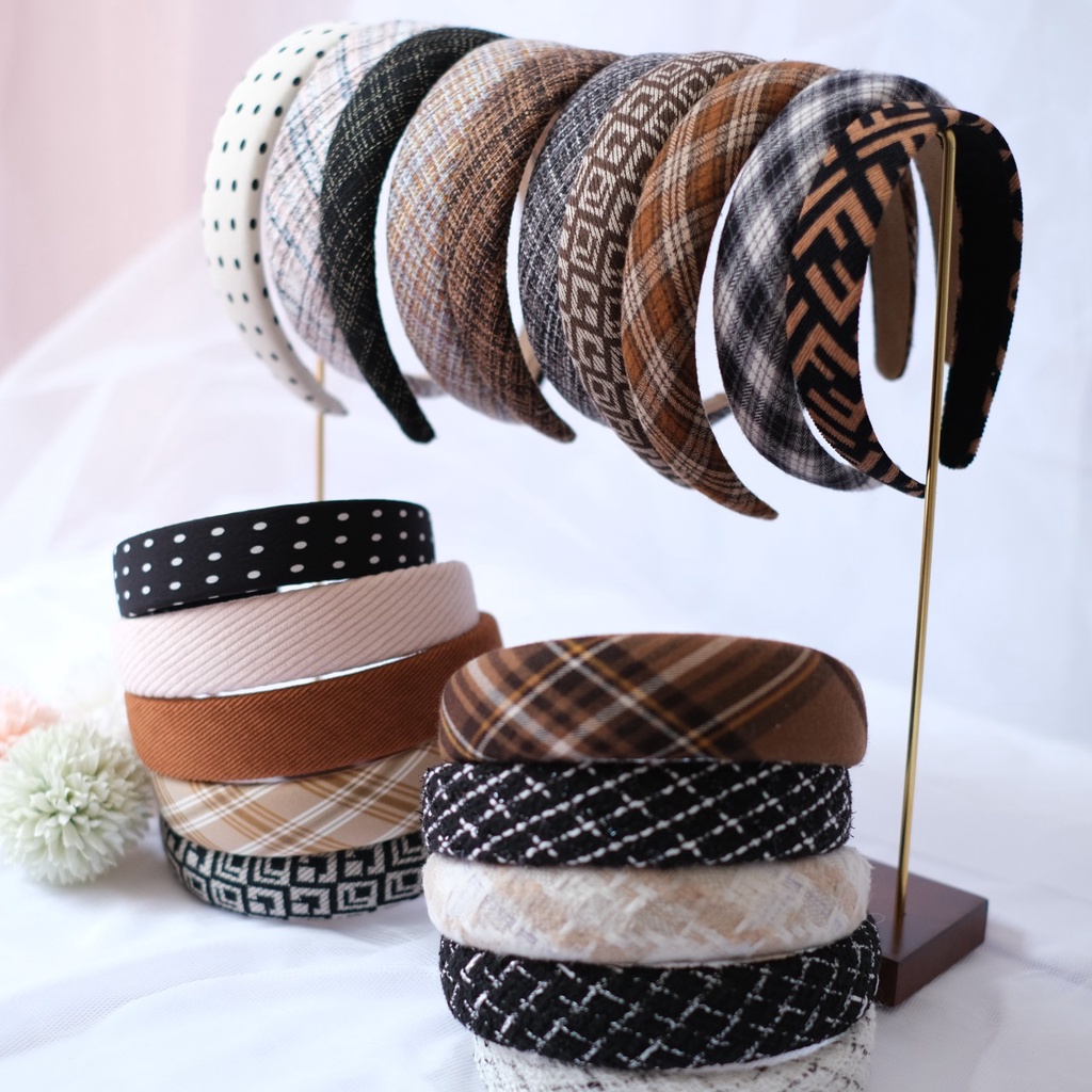 Jual Bando Bandana Trendy Korea Bando Rambut Poni Wanita Polos Tweed ...