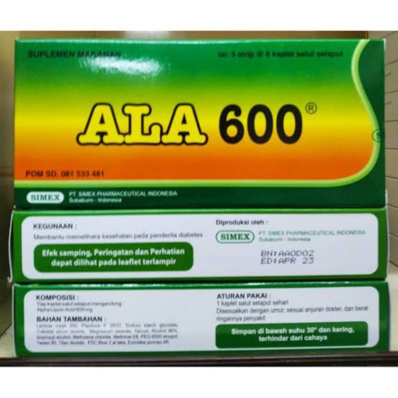 Jual Ala 600 Isi 30 Tablet - Antioksidan Obat Diabetes - Alpha Lipoic ...