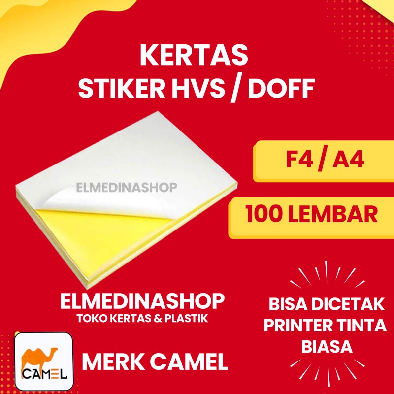 Jual 100 Lembar Kertas Stiker HVS Merk Camel Sticker Label Doff F4 & A4 | Shopee Indonesia