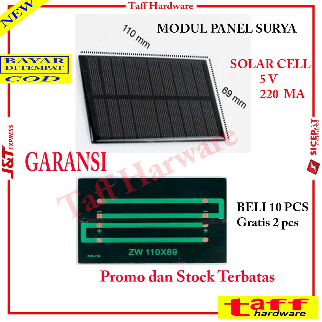 Jual Modul Bahan Solar Cell DIY Mini Solar Panel Solar PLTS 5V 1.1W 220 ...