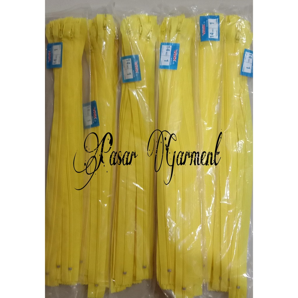 Jual Resleting Biasa YKK 14" ( 35 cm ) warna kuning ( Ngabisin Stok ) | Shopee Indonesia