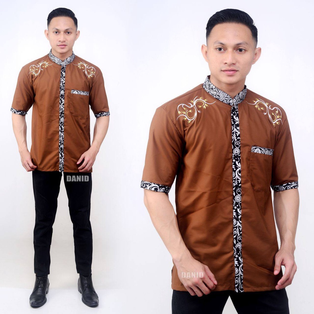 Jual BAJU KOKO BATIK PRIA LENGAN PENDEK KOMBINASI MOTIF BORDIR ORIGINAL ...